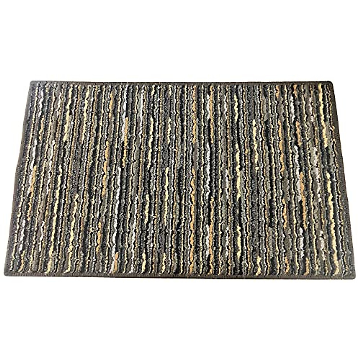 Chenille Striped Entrance Rug, Non-Skid Home, Kitchen, Floor Mat, Comfortable Standing Rug, 17" x 28" Grey