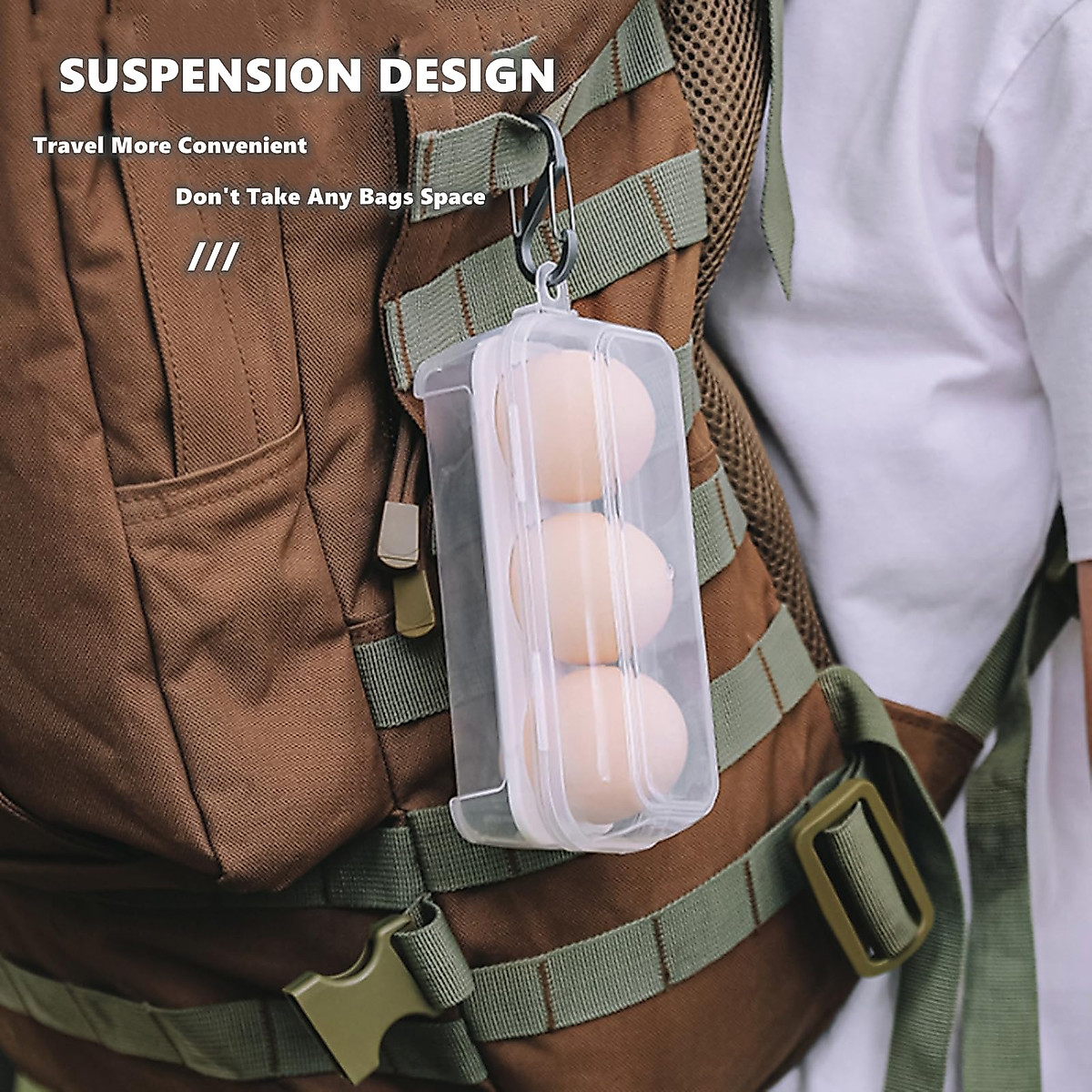 Egg Storage Box 8 Grid Portable Egg Tray Shockproof Leakproof Egg Holder Container for Refrigerator Camping Picnic Hiking, Plastic Egg Storage Box Case, White