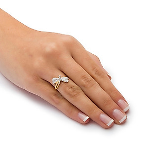PalmBeach Yellow Gold-plated Sterling Silver Genuine Diamond Accent Dragonfly Ring Sizes 6-10 Size 9