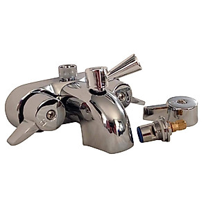 My PlumbingStuff RX2300J JUMBO Clawfoot Tub Add-a-Shower - 60” D-Style Rod with Shower Rings - JUMBO Chrome-Bell Showerhead - B3100 Ball-Valve Technology - 12 Shower-Curtain Rings