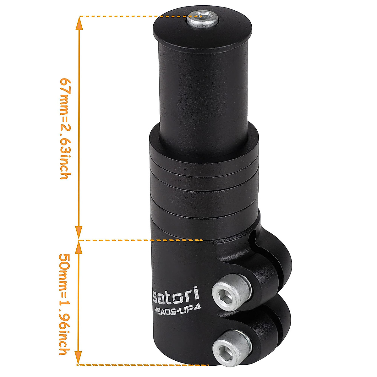 Satori Heads-UP4 Bicycle Stem Riser 1-1/8" - Adjustable Handlebar Height Extension - Mountain Bike Fork Stem Extender Raise