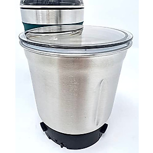 ERGO Herb Grinder - Electric. Large Capacity with Removable (washable) Stainless Cup and Airtight Lid. For Herbs and Spices. Pollen Brush included