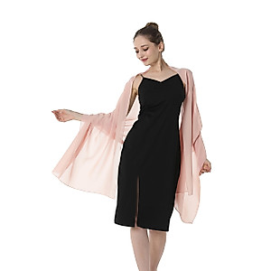 Baoqiya Women's Scarf Shawls and Wraps for Evening Dress Chiffon Shawl Soft Elegant Silky Pashmina Wedding Bridal Scarves(Blush, 79"×19")