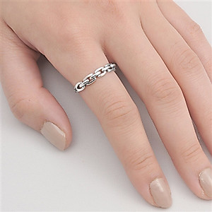 Curb Chain Link Design Ring New .925 Sterling Silver Band Size 9