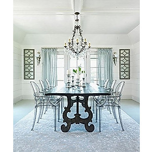 2xhome Smoke - Modern Contemporary Louis XIV Dining Chair Armchair Ghost Style Ghost Chair with Arms Ghost Arm Chair in Smoke Transparent Stackable Stacking Made From Polycarbonate