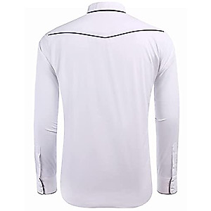 COOFANDY Men's Western Cowboy Shirt Embroidered Rose Vintage Long Sleeve Casual Button Down Shirt