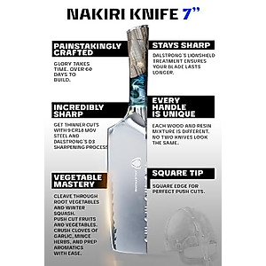 Dalstrong Nakiri Knife - 7 inch - Valhalla Series - 9CR18MOV High Carbon Steel - Vegetable Kitchen Knife - Celestial Resin & Wood Handle - Razor Sharp Asian Knife - w/Sheath