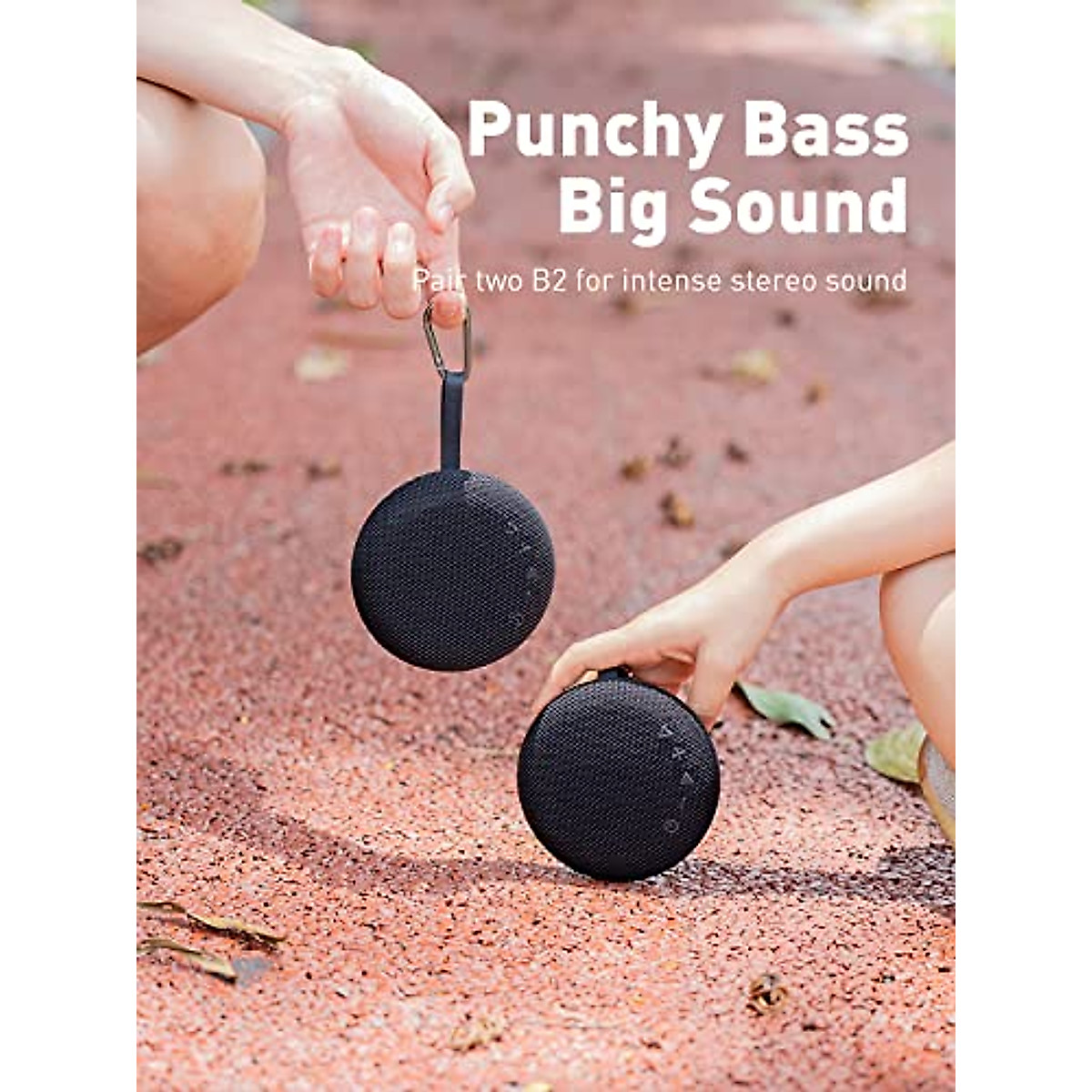 Fosi Audio B2 Bluetooth Shower Speaker, IPX7 Waterproof Bluetooth Speaker with 24H Playtime, Supports TWS Stereo Sound Mode, Portable Speakers Bluetooth Wireless for Outdoor, Hiking, Camping, Boating