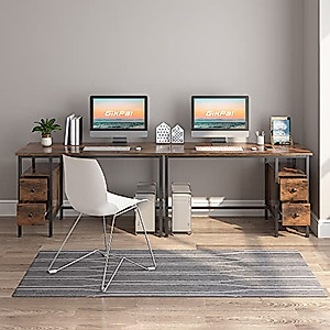 GIKPAL Computer Desk for Home Office, Study Writing Desk with 2 Drawers, Desk with Storage for Bedroom 47 inch, Black/Rustic Brown (Rustic Brown)