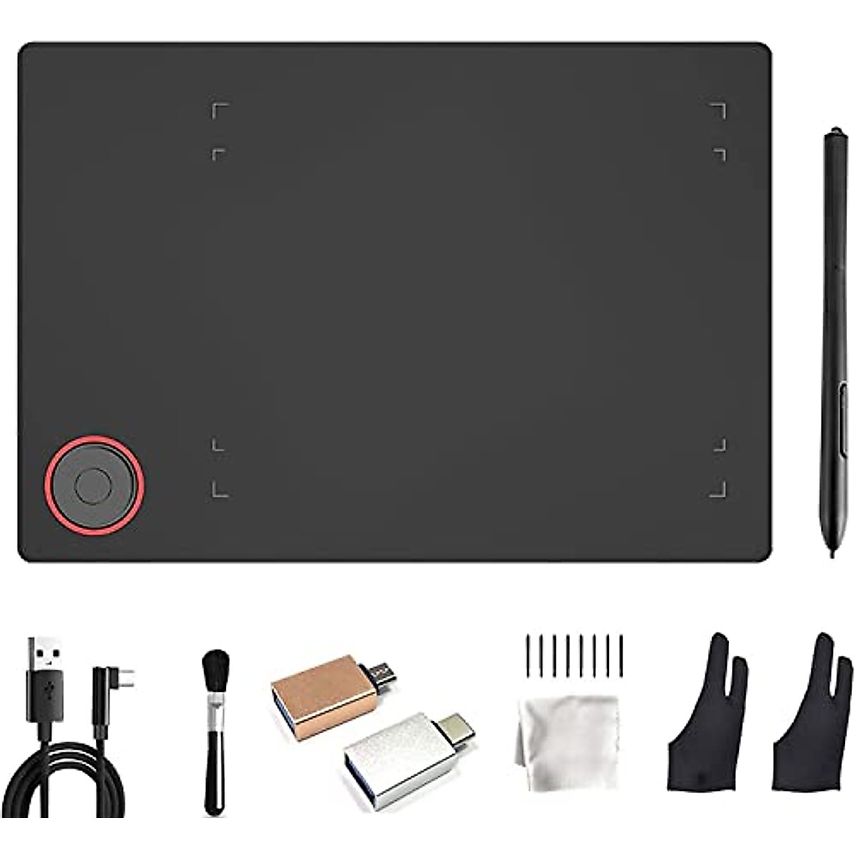 TeinenRon Drawing Tablet 7.6 × 5.6 inch Active Area,Graphic Drawing Pad with Roll Key & 8192 Levels Battery-Free Pen,Digital Writing Pad for PC/Mac/Android OS,(Drawing/E-Learning/Remote Working)