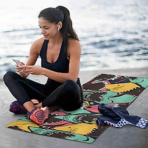 AGONA Funny Angry Shark Animals Yoga Mat Thick Non Slip Exercise Mat Portable Travel Yoga Mat Folding Fitness Workout Mat for Yoga Pilates Home Floor Exercises Children Playtime