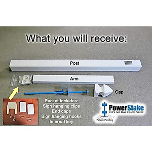 4Ever Products Vinyl PVC Real Estate Sign Post - White - 6' Tall Post White 47" Arm (2 Pack - Save $5.99)