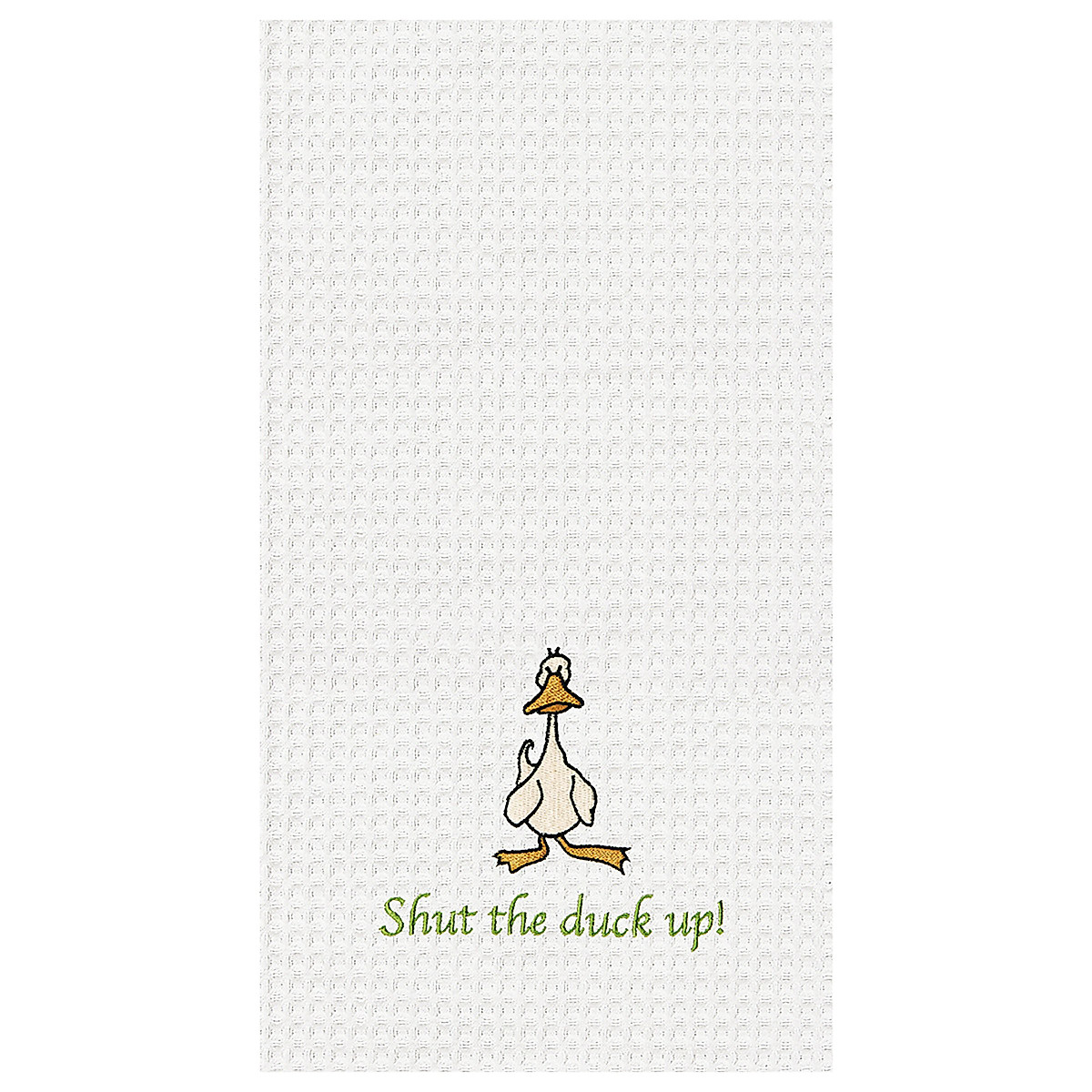 C&F Home Shut The Duck Up! Cotton Waffle Weave Kitchen Towel Decor Decoration 18" x 27" White
