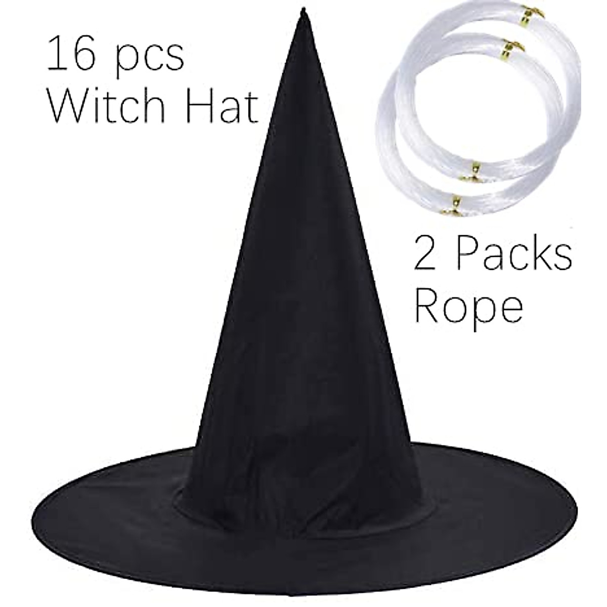 16 pcs Halloween Black Witch Hat for Party Masquerade Cosplay Costume Accessory Daily for Halloween Carnival Party Black