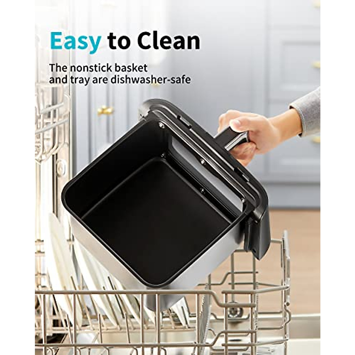 ecozy Air Fryer 6 Quart with See-Through Window Smart WiFi (100 Recipes), 11 Presets+ One-Touch Recipe Function, Dishwasher Safe, Black