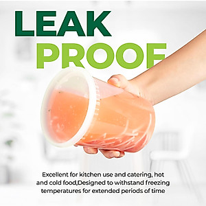 Deli Soup Quart Containers with Lids [32 Oz - 48 Pack], Plastic Food Freezer Storage Containers with Lids, Disposable Heavy Duty Microwavable Airtight To Go Takeaway Take Out Containers Cups With Lids