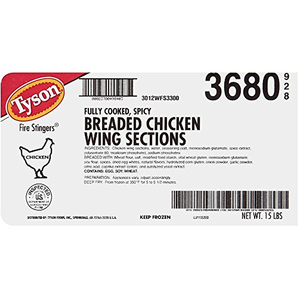 Tyson Fire Stingers Chicken, 7.5 Pound -- 2 per case.