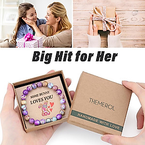 THEMEROL Easter Gifts for Kids Basket Stuffers for Toddler Teens Girls Teenage Tween Unique Gift Egg Fillers Cards Adults Women Outfit 8 12 7 11 Year Old Moonstone Bracelet Essentials