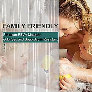 AmazerBath Clear Shower Curtain Liner, 70 x 72 Inches EVA 8G Heavy Duty Plastic Shower Curtain Liner, Waterproof Weighted Thick Bathroom Curtain with 3 Clear Weights and 12 Rustproof Grommet Holes