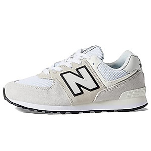 New Balance Boy's Kids 574 V1 70s Racing Lace-up Sneaker, Nimbus Cloud/Sea Salt/Black, 4 Big