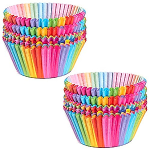 Cupcake Cases, Cake Paper Cup Rainbow Baking Cups for Oven Wedding Party Birthday, 100pcs