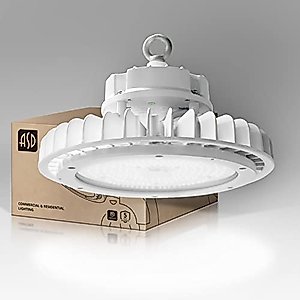 ASD 150W UFO LED High Bay Light 4000K 22100lm Dimmable 120-277V White Bright Lighting for Warehouse Garage Workshops IP69K Eqw.500W MH/HPS, Safety Cable Rope Included, UL & DLC Premium Listed