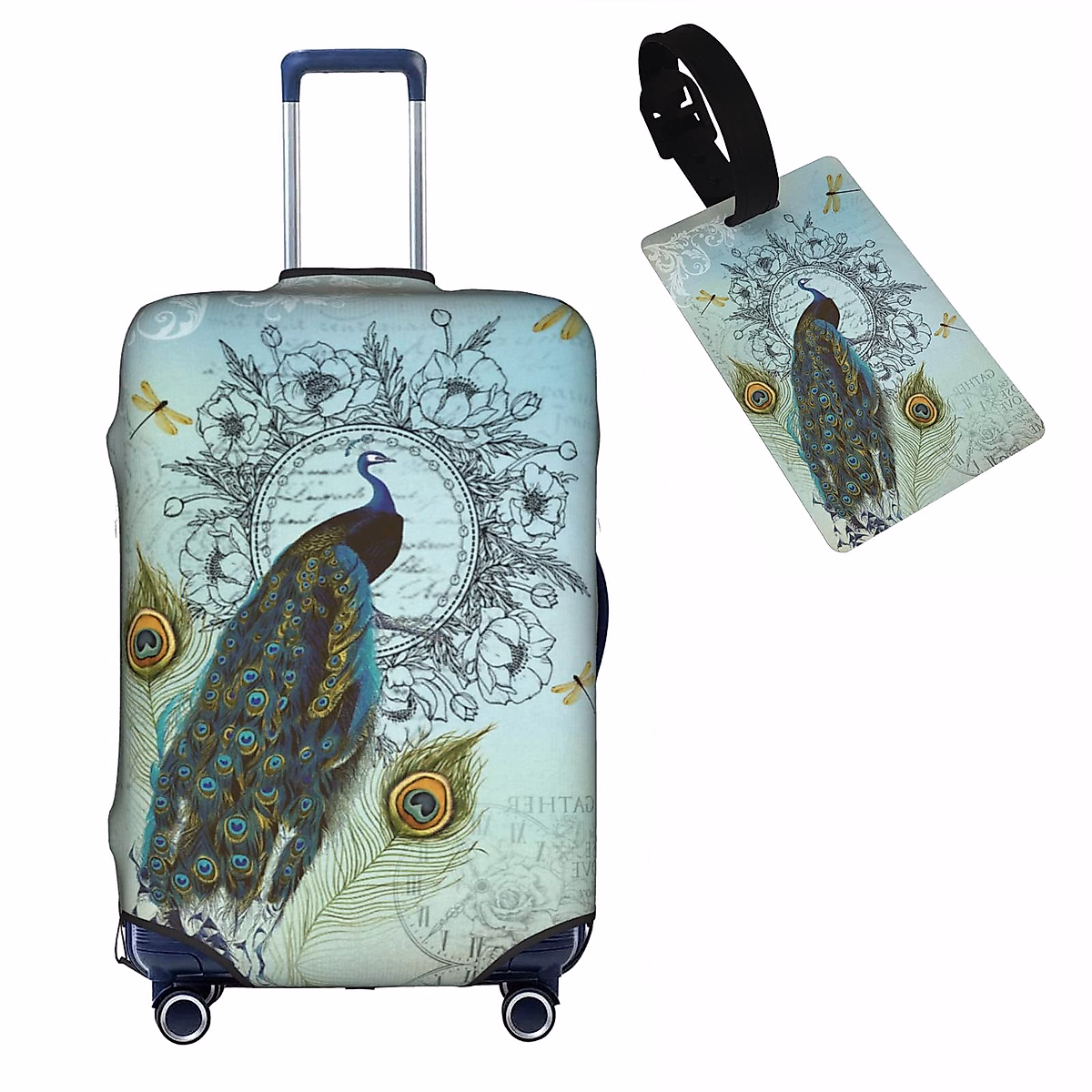 Nmbvcxz Peacocks Luggage Cover Suitcase Covers Washable Travel Luggage Protector Suitcase Cover L (27-30 inch luggage)
