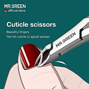 MR.GREEN Cuticle Nippers Nail Manicure Scissors Cuticle Clippers Trimmer Dead Skin Remover Stainless Steel Cutters Beauty Tool With Pusher (Mr-1028+Pusher)