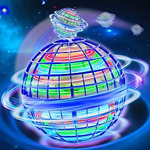 CASEIER Flying Orb Ball Hover Toy, Hand Controlled Floating Ball with RGB Light, 360° Spinning Flying Spinner Mini Drone, Cosmic Boomerang Balls, Magic Levitating Space Toys for Adults Kids (Blue)