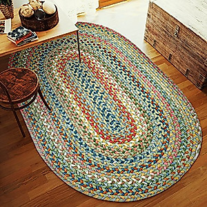 Super Area Rugs Gemstone Made in USA Braided Rug Colorful Kitchen Living Room Carpet, Peridot 4' X 6'