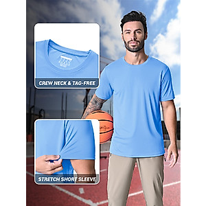 T-Shirts for Men Quick Dry Top Tee Rash Guards Running Shirt Dry Fit Lightweight Sun Shirts Gym Active T-Shirt Sky Blue