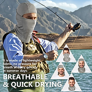 Botack Balaclava Face Mask Sun UV Protection Breathable Full Head Mask for Men Women Cycling Grey