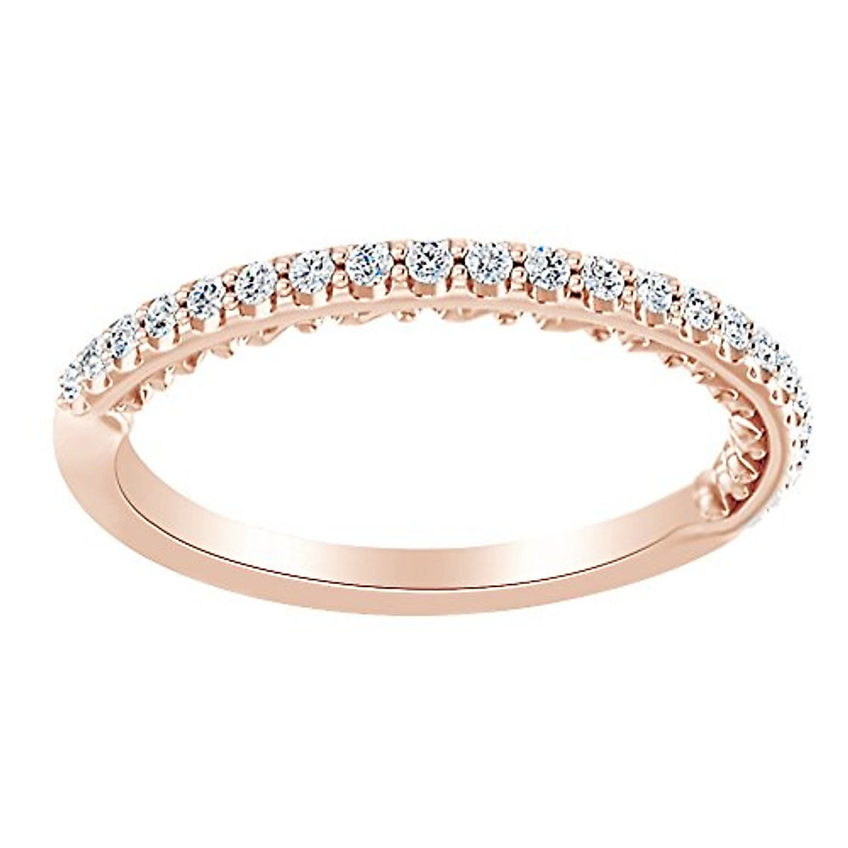 AFFY Natural Diamond Engagement Wedding Band Ring in 14K Solid Rose Gold (0.25 Cttw),Ring Size-8