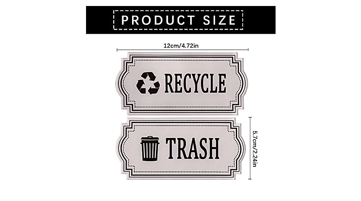 4 Pack Recycle and Trash Decals for Easy Sorting