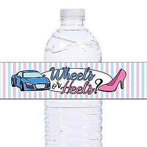 21 Wheels or Heels Waterproof Self-Adhesive Water Bottle Labels