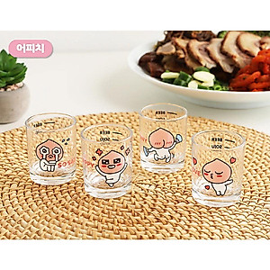 Kakao Soju Glass, Kakao Shot Glass, Soju Shot Glasses korean, Soju Glasses Set of 4 (2oz/60ml)