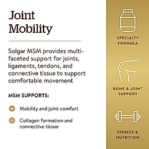 Solgar MSM 1000 mg, 120 Tablets - Supports Joints & Connective Tissue - Non-GMO, Vegan, Gluten Free, Dairy Free, Kosher, Halal - 120 Servings