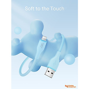 CableCreation Phone Charging Cord 6FT/1.8m, USB to Lightning Cable, USB Liquid Silicone Cord [MFi Certified] for iPhone 14/14 Pro/13/13 Pro/ 12 Pro Max/ 12/11 /X/XS/XR/ 8 Plus/AirPods Pro, Blue