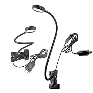 ZSGoes 2 Pack Clamp Gooseneck LED Desk Lamp, Clip on Bendable Steel Light, C-clamp Sewing Machine Table Mount, 360degree Flexible Neck 3 Colors 10 Level Brightness (Clamp)