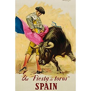 Spain The Fiesta De Toros Bullfighter Matador Vintage Illustration Travel Art Deco Vintage French Wall Art Nouveau 1920 French Advertising Vintage Poster Prints Thick Paper Sign Print Picture 8x12