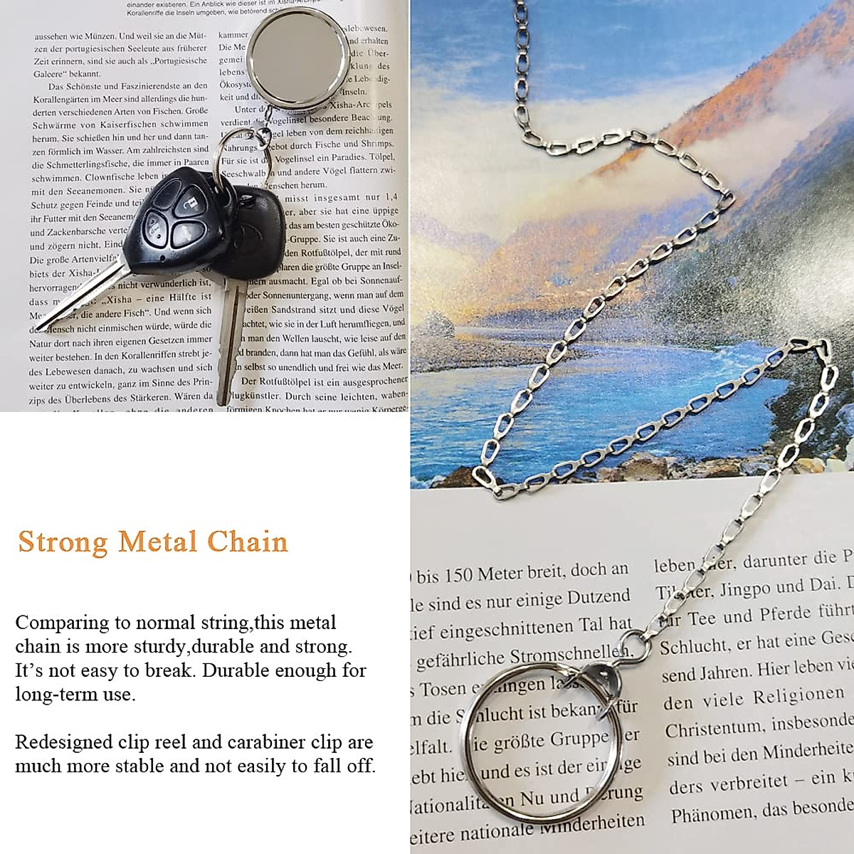 Badge Reels Retractable 2Pack Heavy Duty Badge Reel with Metal Chain, WENSUNNIE Metal ID Nurse Badge Reel Retractable Card Holder Keychain with Clip for Nurse Accessories for Work