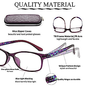 EYEURL Reading Glasses Womens Blue Light Blocking - 2 Pack Ladies Blue Screen Readers Lightweight Eyeglasses Choose Your Magnification +2.5