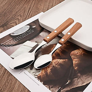 Reusable Wood Handle Flatware Set for 8 - Uniturcky 304 Stainless Steel Silverware Set Includes 8 Each Forks Spoons and Knives - Eating Utensils Cutlery Set for Home Restaurant (24PCS, Log)