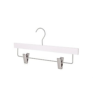 20 Luxury Ultra Thin Space Saving Wooden Clothes Hanger with Squared Pant Bar Best for Shirts, Blouses, Pant, Dress, Hangers White (White - Skirt, 20)