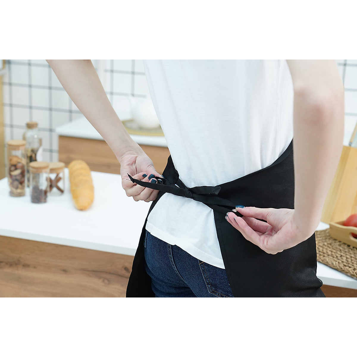 2 Pcs Black and Khaki - Waterproof Apron With Pockets - Chef - Kitchen - Cooking - Shop - Teacher - Butcher - Grilling - Barista - Baking - Teacher - Work - Men - Women - Dad - Mom - Retirement.