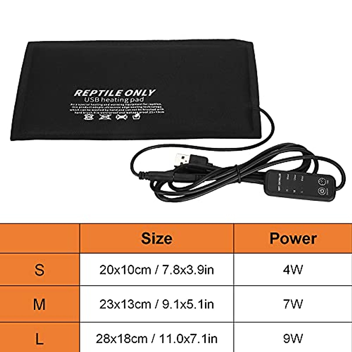 Reptiles Heating Pad, 3 Gear Temperature Adjustment Under Tank Warmer Small Animals USB Temperature Control Heating Mat for Turtles Lizard Snakes (S), Reptiles Heating Pad Reptiles USB Heating Pa