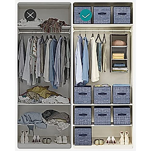 SONGMICS Storage Cubes, 11-Inch Non-Woven Fabric Bins with Double Handles, Set of 6, Closet Organizers for Shelves, Foldable, for Clothes, Misty Blue UROB026I01