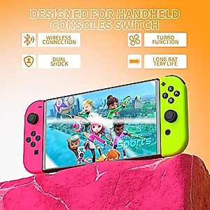 WWOKIND Joy Con Controller Compatible for Switch, Wireless Joypad Replacement for Switch Joycon, Left Right Remote for Switch Controllers Joycon(Pink and Green)