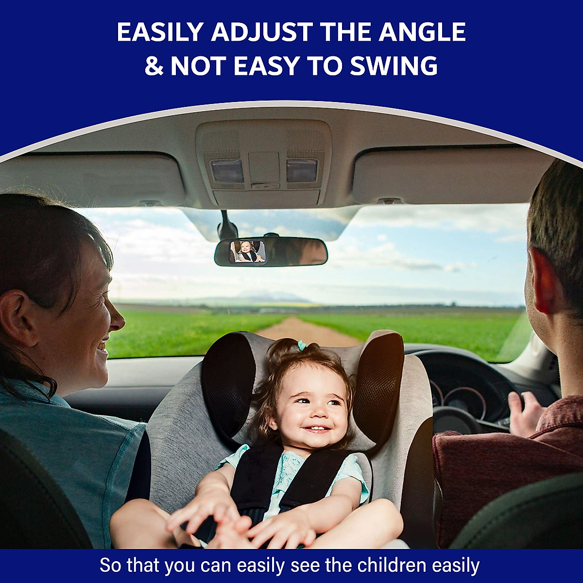 Baby Car Mirror, Safety Car Seat Mirror for Rear Facing Infant with Wide Crystal Clear View, Shatterproof, Fully Assembled, Crash Tested and Certified