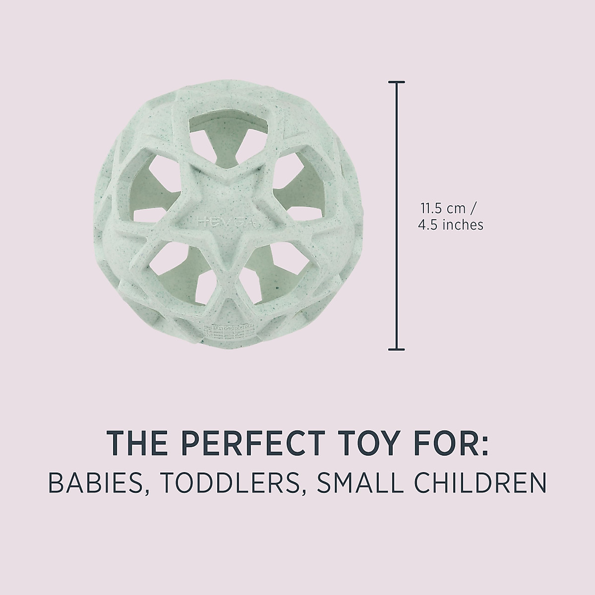 HEVEA Star Activity Ball Toy Made from 100% Upcycled Natural Rubber - Soft and Easy to Hold Baby Ball for Ages +4 Months - Plant Based, Plastic-Free, BPA-Free (Mint)